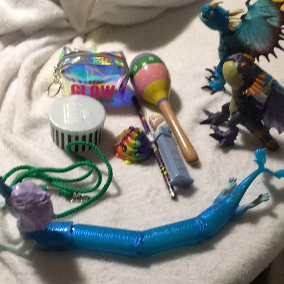 Toys | Toy Lot Two Dinosaurs Serpent Like Creature Lol Box Wooden ...